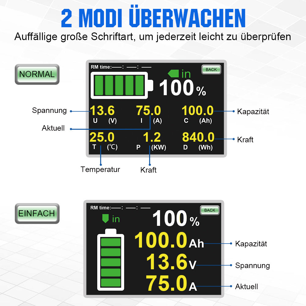 200A Battery Monitor mit Hall-Sensor für AGM und Lithium Batterien ...